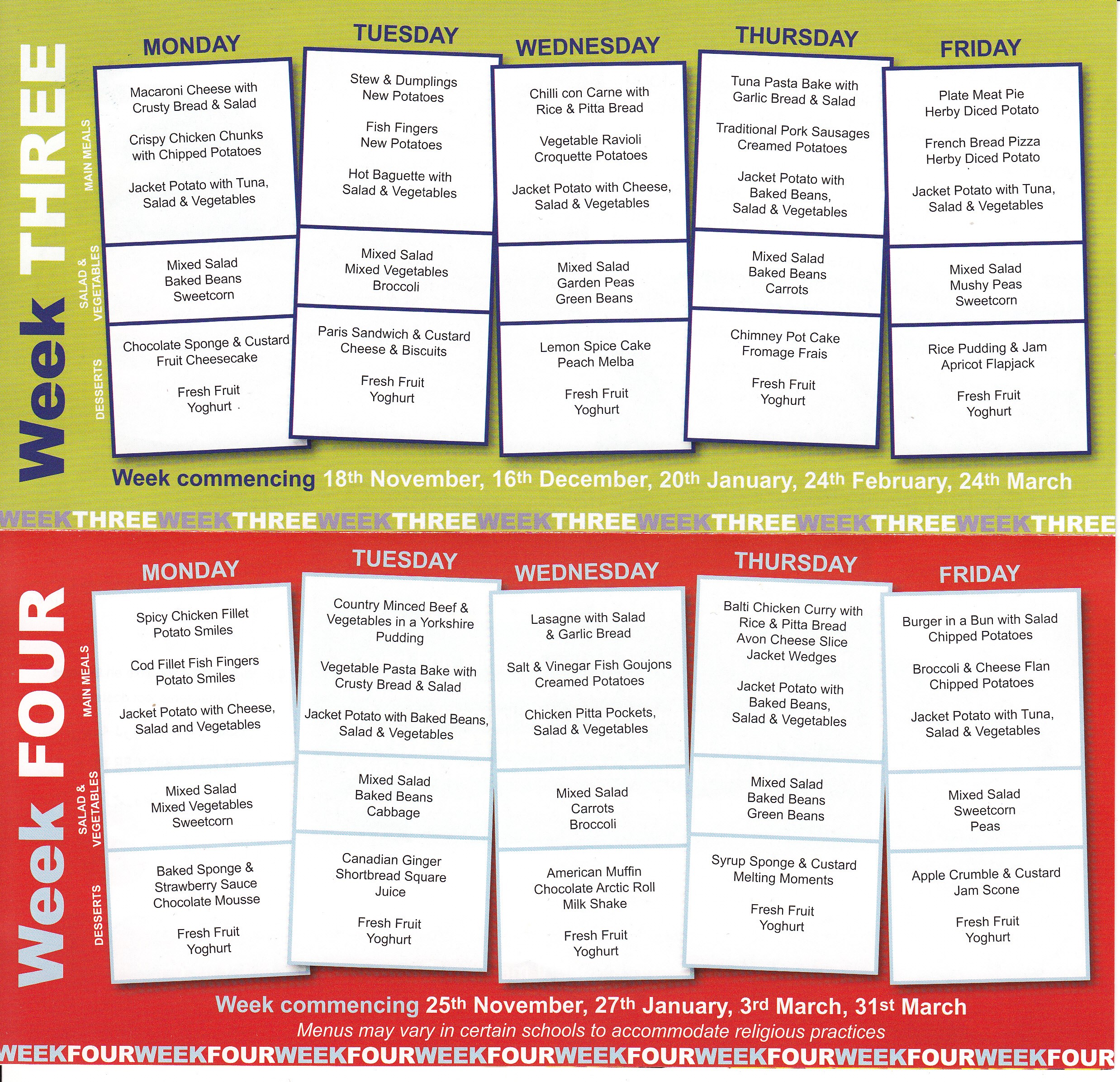 menu week 3-4 | Hollins Grundy Primary School