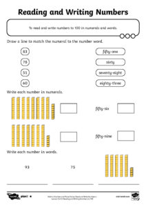 Reading and Writing Numbers to 100 Activity Sheet | Hollins Grundy ...